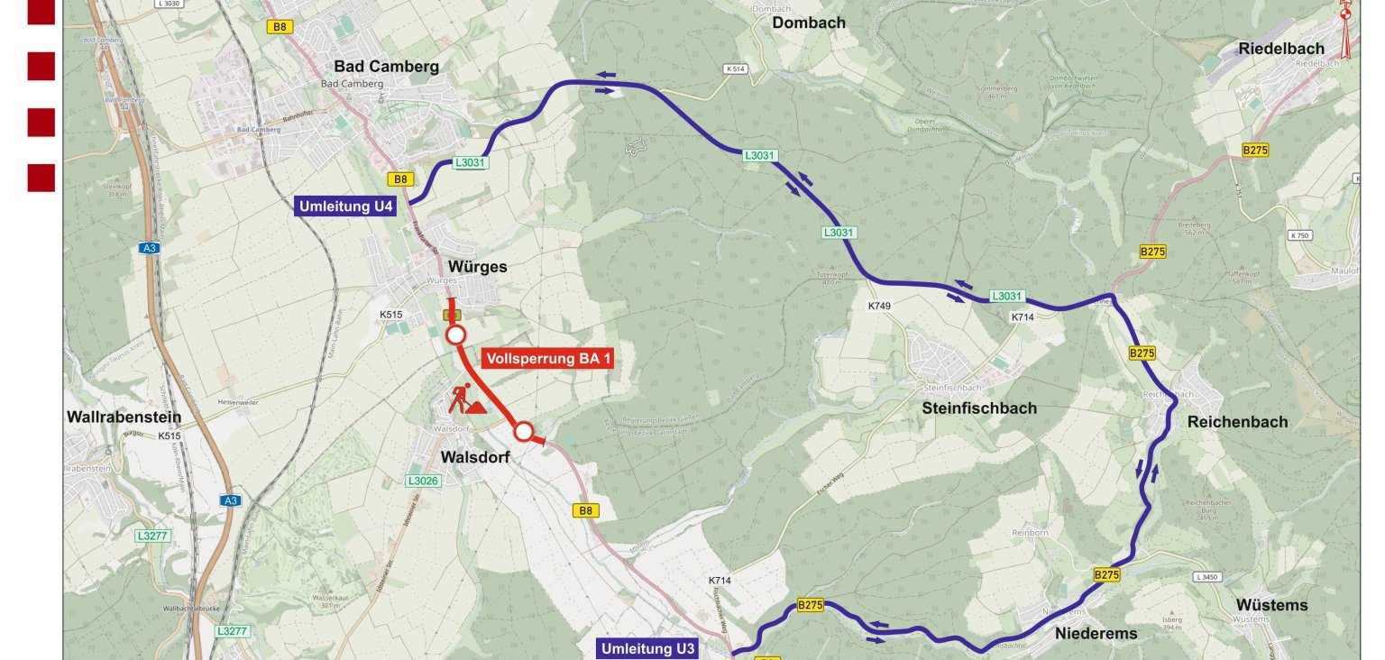 B 8 / L 3026: Hessen Mobil saniert Straße zwischen Waldems-Esch und Bad ...