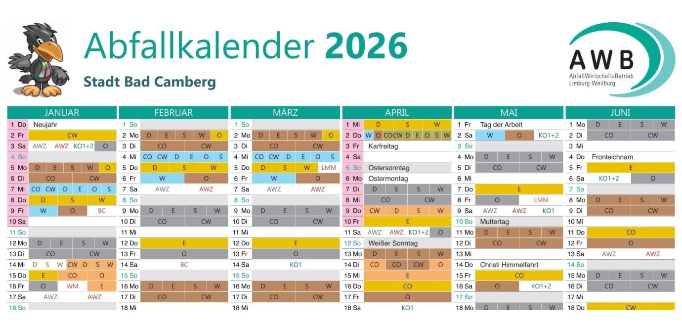 Abfallkalender 2026 | Stadt Bad Camberg